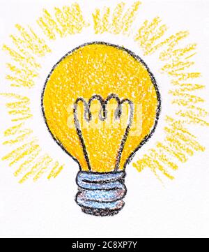 Hand drawing colorful idea light bulb with a pen Stock Photo - Alamy