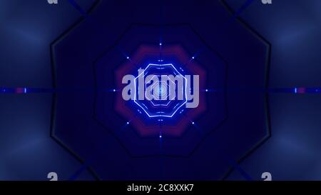 3D rendering of a cool star shaped lights in blue and orange colors ...