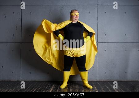 fantastic fat superhero man is defender of universe, ready to solve all ...