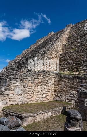 Stairway of the pyramid Kukulkan in the Mayan archeological site ...