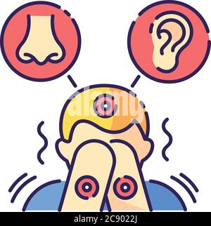 Sensory sensitivity linear icon. Trigger for perception. Physical ...
