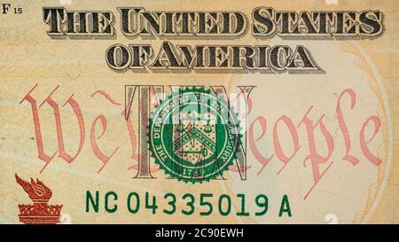 Close-up of a U.S. Ten Dollar Bill (Back Side) Featuring the U.S ...