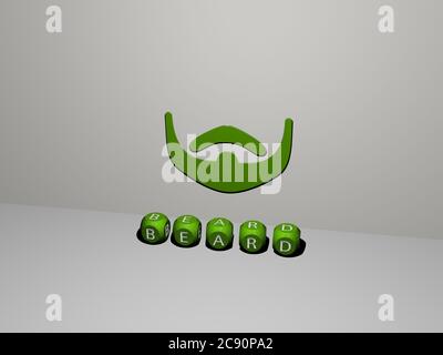 3D illustration of BEARD graphics and text made by metallic dice ...