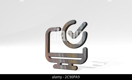 desktop monitor approve 3D icon casting shadow - 3D illustration for ...