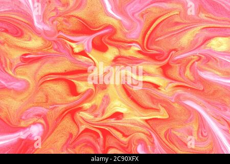 Red and gold abstract paint marble background Stock Photo - Alamy