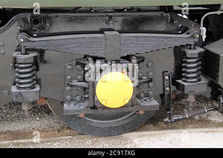 Locomotive wheel suspension and springs Stock Photo - Alamy