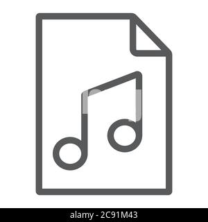 Music file line icon, graphics resource template, vector illustration ...