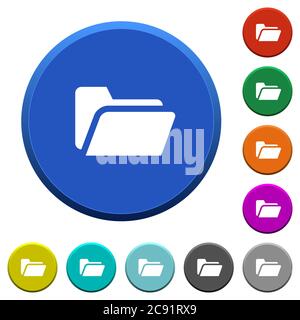 Open folder round color beveled buttons with smooth surfaces and flat ...
