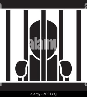 Silhouette of a man in jail sign Royalty Free Vector Image Stock Vector ...