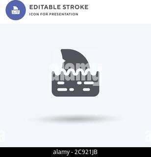 Shark icon vector, filled flat sign, solid pictogram isolated on white ...