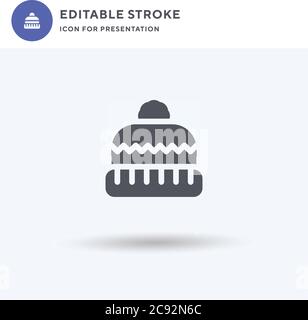 Winter Hat icon vector, filled flat sign, solid pictogram isolated on ...