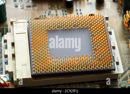 Computer motherboard CPU socket contacts Intel LGA 1155 Stock Photo - Alamy