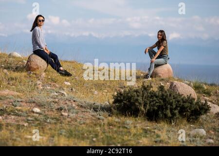 Scene from the shores of Issyk Kol Lake in Kyrgyzstan's Issyk Kul ...