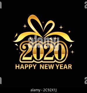 Happy 2020 New Year. Holiday Vector Illustration With Lettering ...