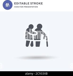 Carer icon vector, filled flat sign, solid pictogram isolated on white ...