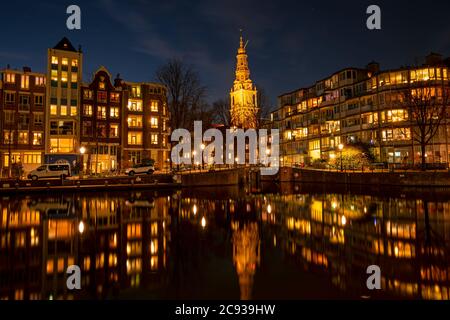 City scenic from Amsterdam with the Zuiderkerk in the Netherlands at ...