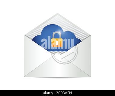 cloud and envelope over white background, vector illustration Stock ...