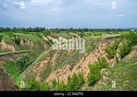Ravines. Erosion of agricultural land by spring meltwater and ...