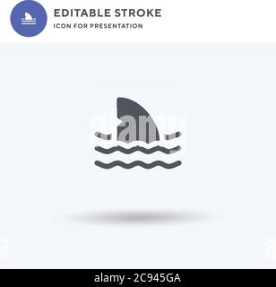 Shark icon vector, filled flat sign, solid pictogram isolated on white ...