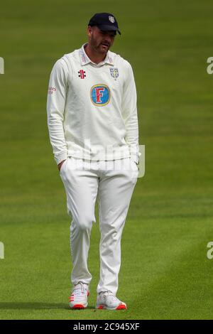 LEEDS, UK. JULY 28TH 2020 Will Frain of Yorkshire batting during the ...