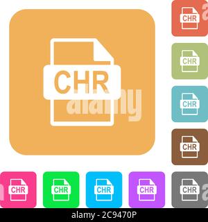 CHR file format flat icons on simple color square backgrounds Stock ...