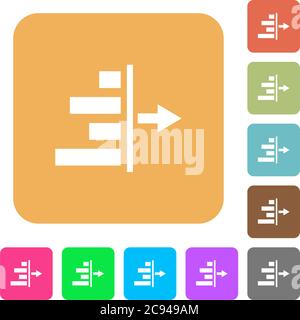 Decrease right indentation of content vivid colored flat icons in curved borders on white ...