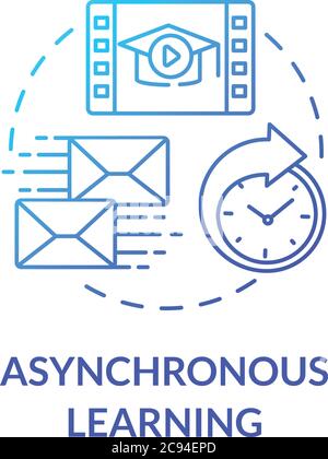 Asynchronous learning concept icon. Location independent studies. Distance and correspondence ...