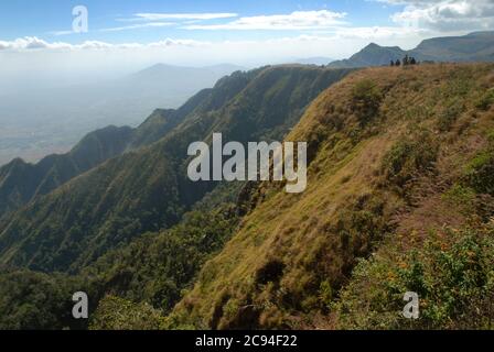 View over Zomba and the highlands from the Zomba Plateau, Malawi ...