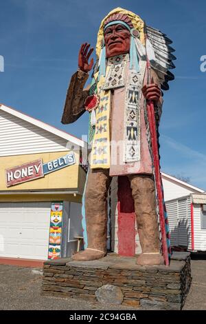 Massachusetts, Shelburne Falls, Mohawk Trail, Big Indian statue Stock ...