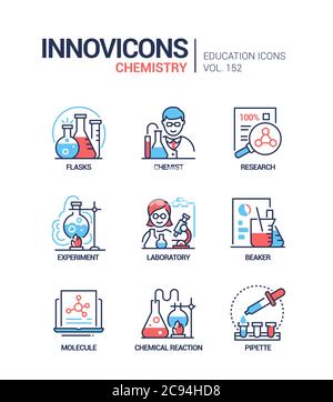 Research scientist icons set. Outline set of research scientist vector ...