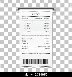 Receipt bill paper invoice with bar code,receipt template,flat vector ...