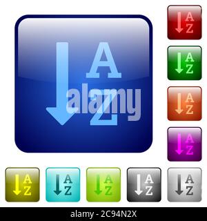 Alphabetically ascending ordered list icons in set of 25 color glossy ...