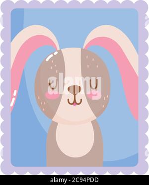 cute animals cartoon postage mail stamps lion fox bear rabbit and ...