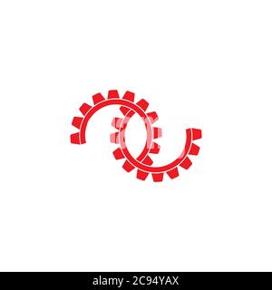 simple geometric linked two cog machine logo vector Stock Vector Image ...
