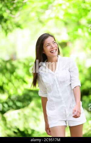 Pollen Allergies, asian young woman sneezing in a handkerchief or ...