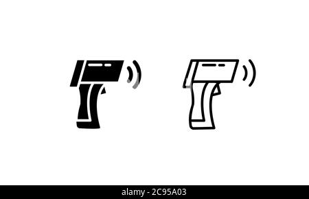 Gun thermometer icon. Outline gun thermometer vector icon color flat ...
