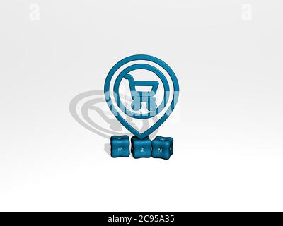 Dice with map pointer. 3D rendering isolated on white background Stock ...