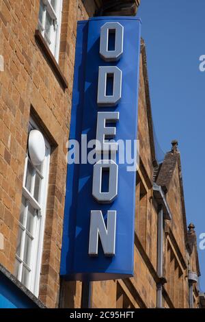 Sign for the cinema brand Odeon in Birmingham, United Kingdom Stock ...