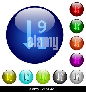 Descending numbered list round color beveled buttons with smooth ...