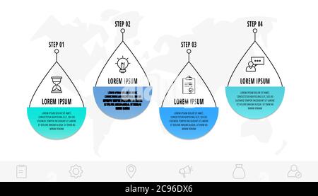 Vector infographics drop with 7 steps. Line flat template. Used for ...