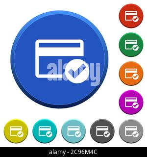 Credit card verified round color beveled buttons with smooth surfaces ...