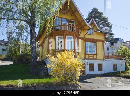 Villa in the affluent Nordstrand suburb of Oslo Norway on a sunny ...