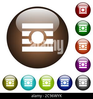 Text wrap around objects round color beveled buttons with smooth ...