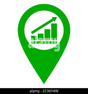 Bar chart and location pin Stock Photo - Alamy