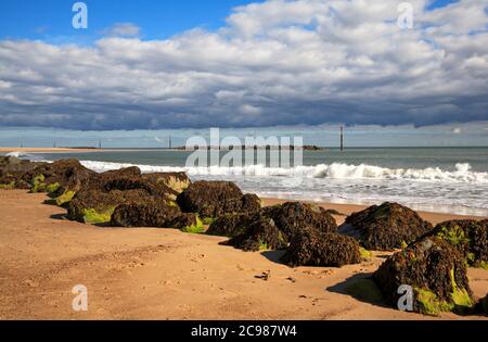 Artificial rock reefs Sea Palling Norfolk UK Stock Photo - Alamy
