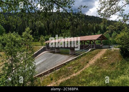 The bridge at the Nagold Dam (Nagoldtalsperre, also Erzgrube) in the ...