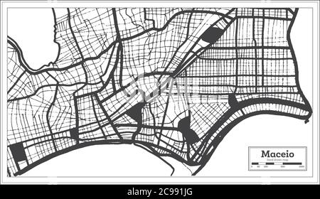 Maceio Brazil City Map in Retro Style in Golden Color. Outline Map ...