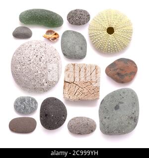 Beach findings isolated on white background Stock Photo - Alamy