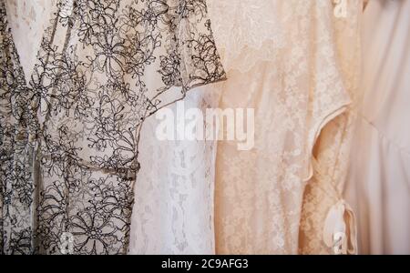 WEDDING DRESSES ON DISPLAY AT FASHION BOUTIQUE Stock Photo - Alamy