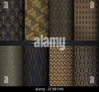 Art Deco template golden-black, A4 page, menu, card, invitation, Moon ...